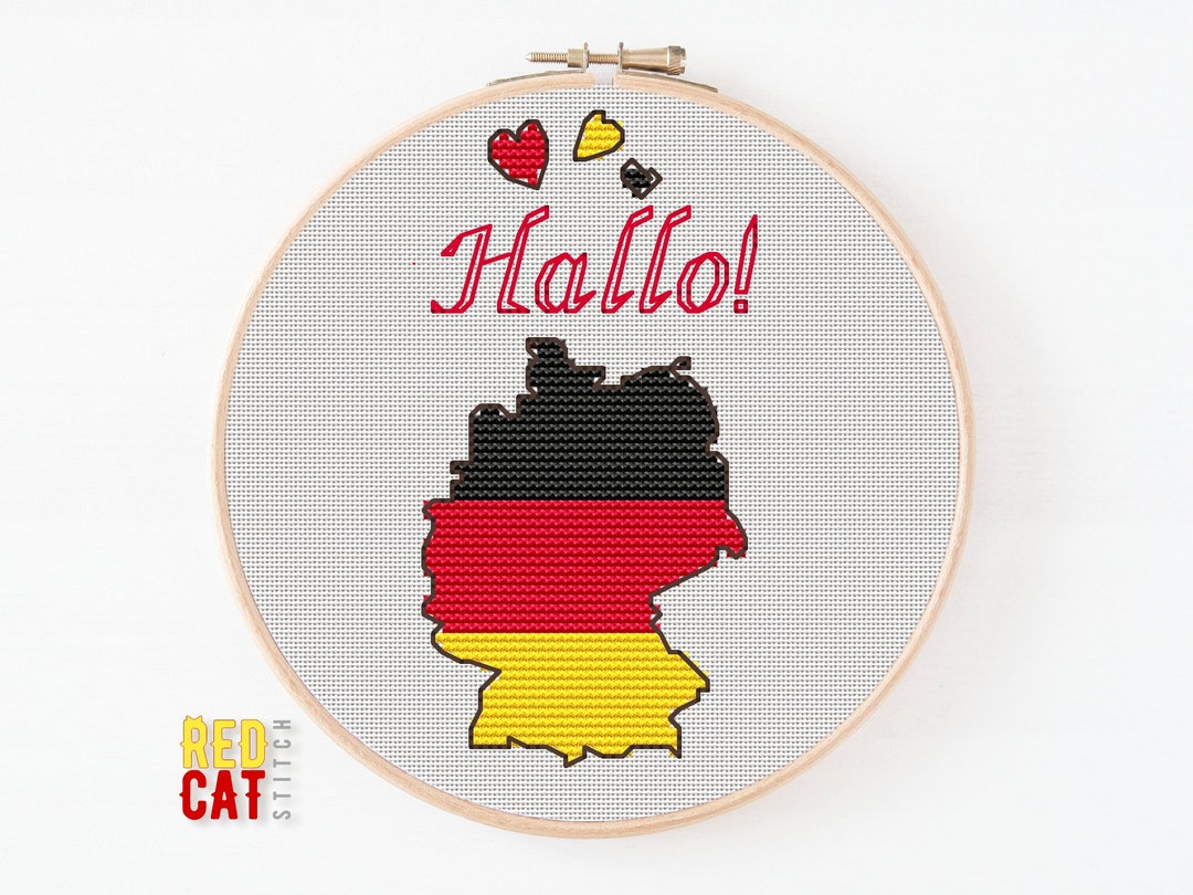 Germany Travel Cross Stitch Pattern, Patriotic Greeting in the Form of ...
