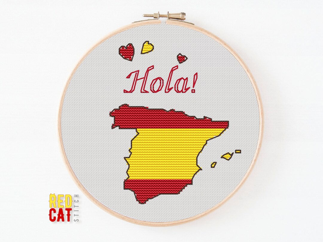 Spain Travel Mini Cross-stitch Pattern. Spain Embroidery Map as a ...