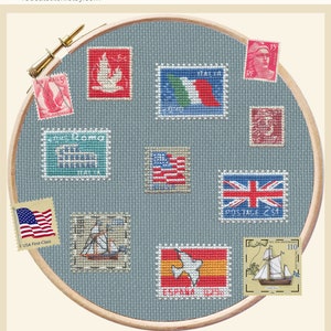 Postage Stamps Around the World. Set 2 of 8 Cross-stitch Patterns in ...