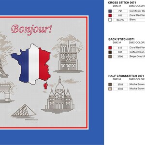 France Travel Cross-stitch Pattern, Landmarks Memories, Decoration ...