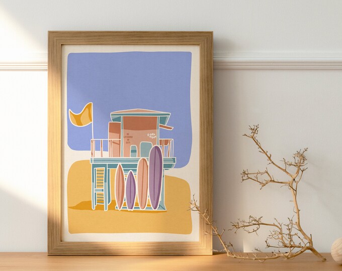 Lifeguard Surf Patrol, Surf Themed Print, Retro Surf Art, Sunset, Surf ...