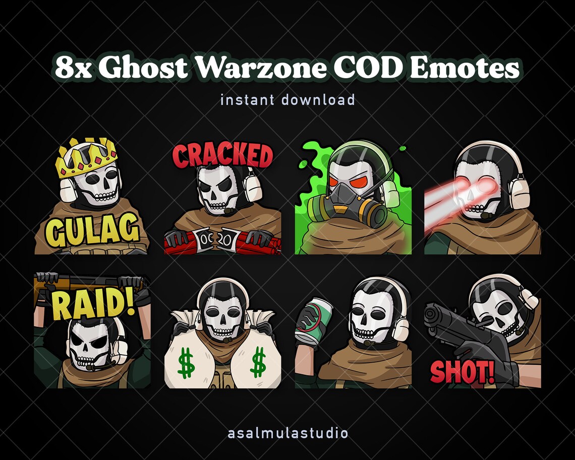 8x Ghost Warzone COD Twitch Emotes Pack Kawaii Emotes Cute - Etsy Australia