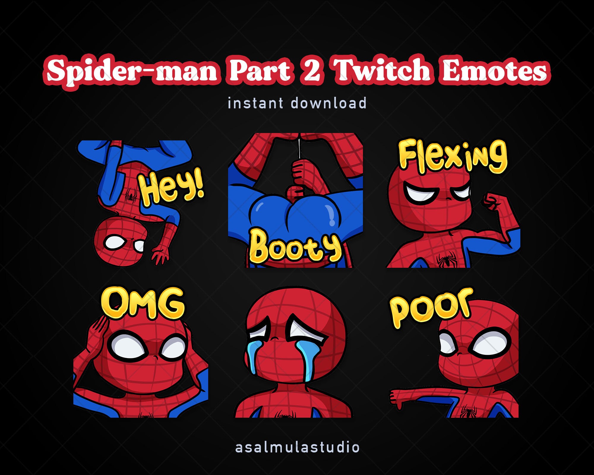 6x Spider-man Emotes Pack Part 2 Kawaii Emotes Cute Emotes - Etsy UK