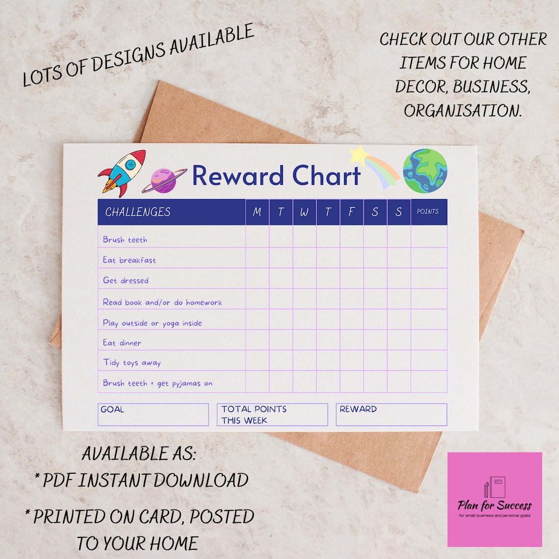 Printable Reward Chart | Space Theme | PDF Download | Behaviour Chart ...