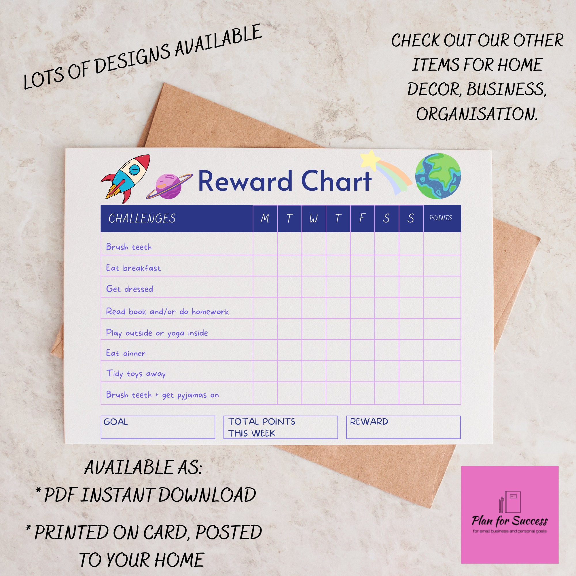 Printable Reward Chart | Space Theme | PDF Download | Behaviour Chart ...