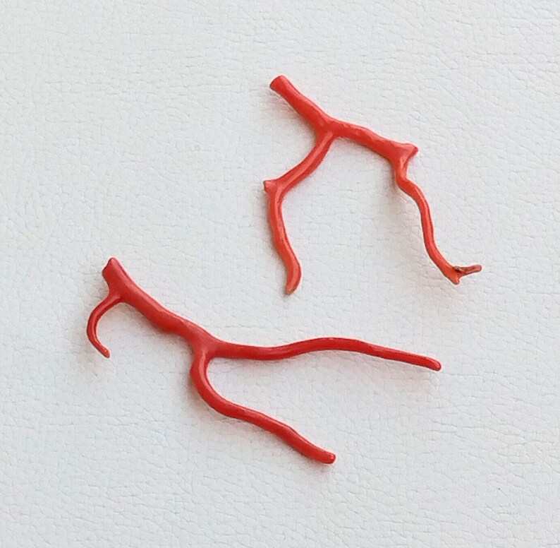 Coral Matching Pair Sticks 100% Natural Italian Red Coral Gemstone ...