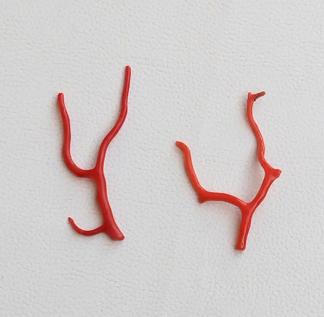 Coral Matching Pair Sticks 100% Natural Italian Red Coral Gemstone ...