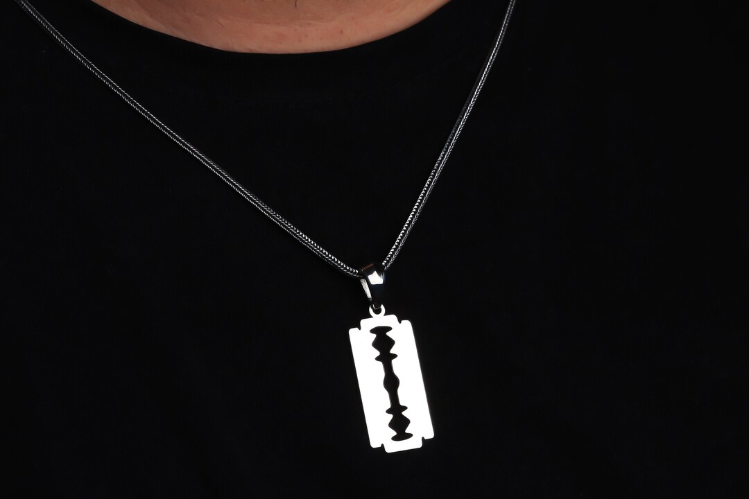 Sterling Silver Razor Blade Necklace - Personalized Men's Pendant - Etsy