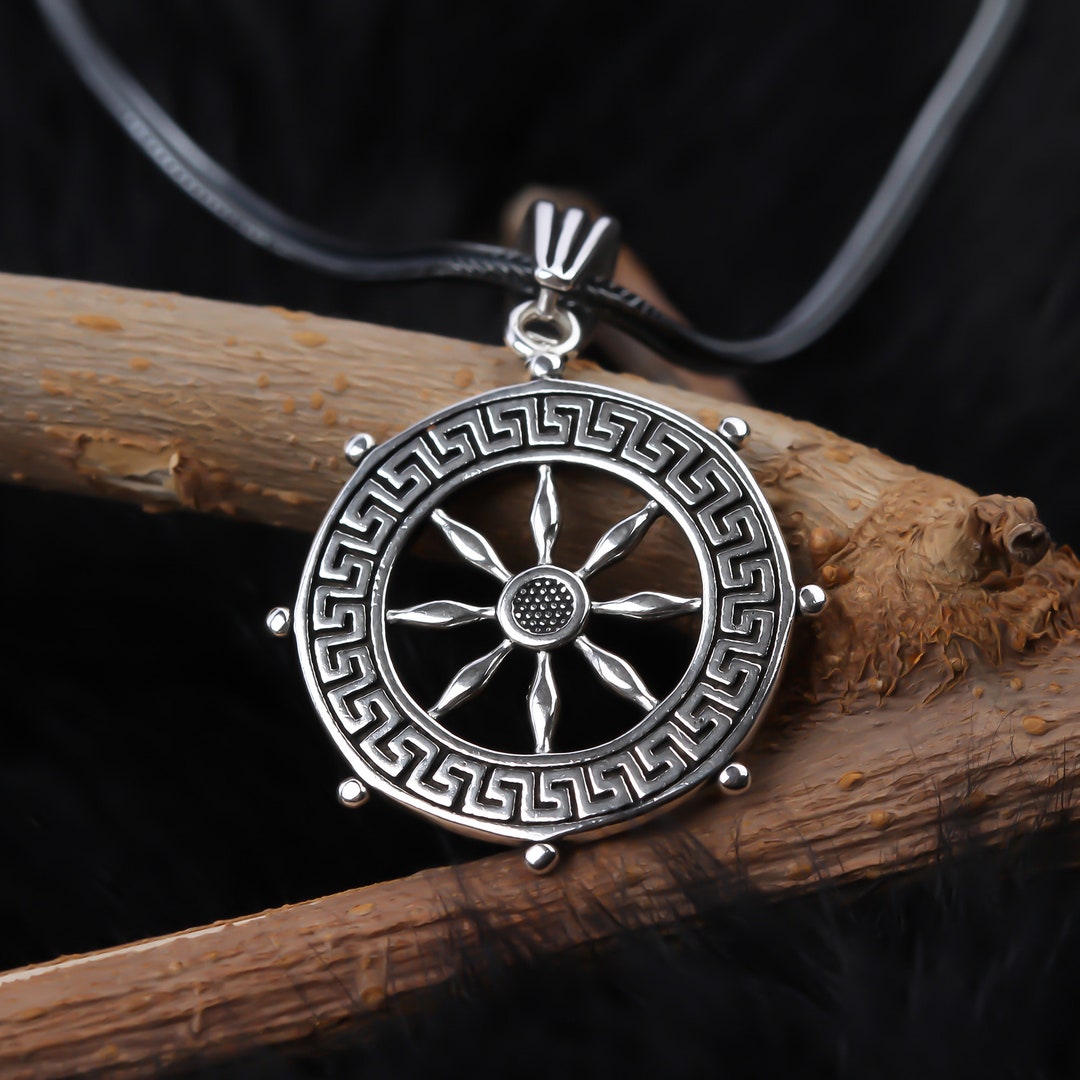 Sterling Silver Ship Wheel Necklace: Nautical Sailor Pendant - Etsy