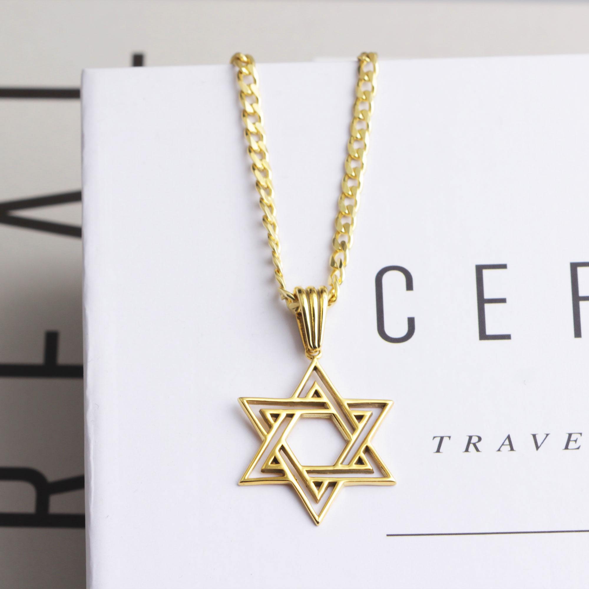 Gold Star of David Necklace, 925 Sterling Silver Religious Pendant - Etsy