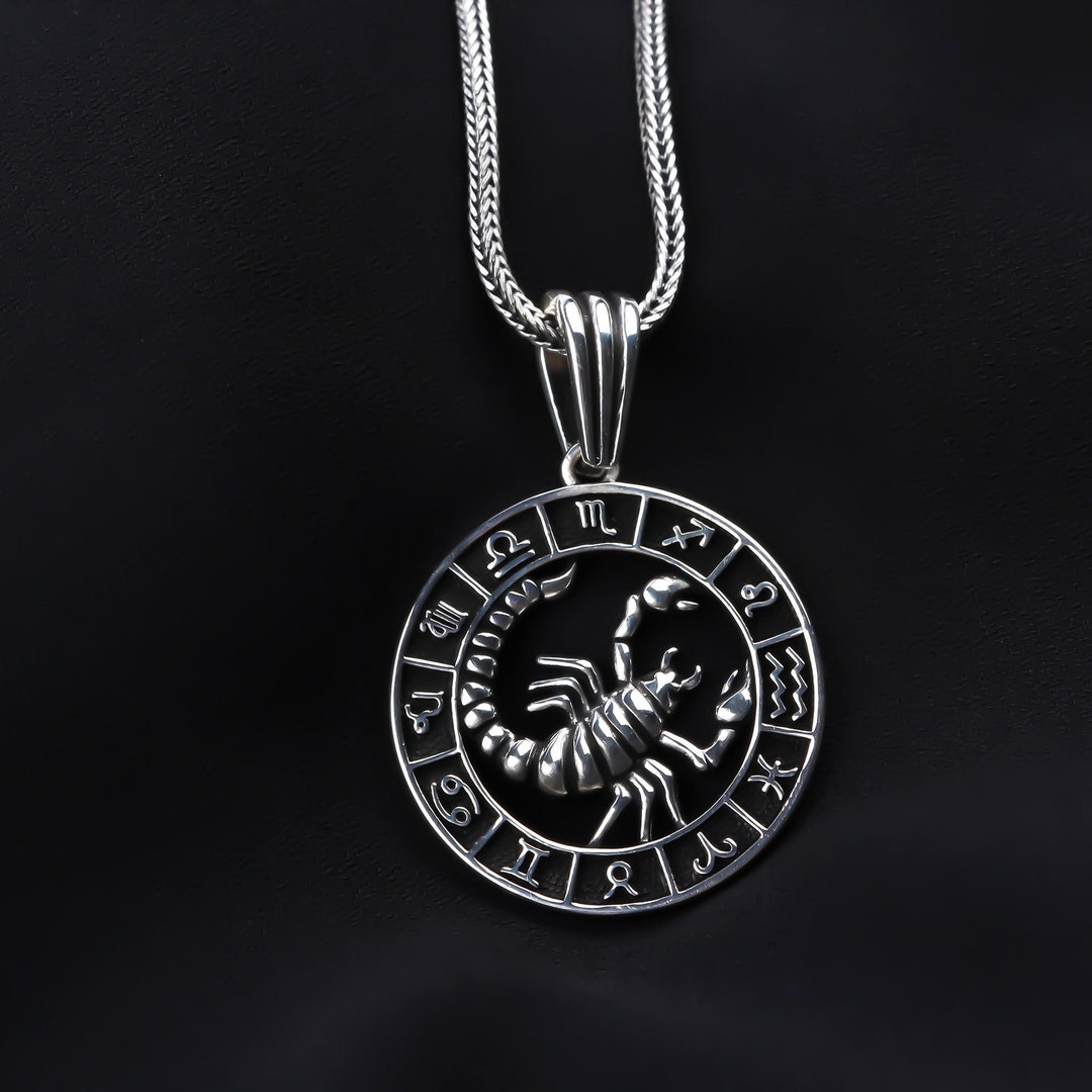 Sterling Silver Scorpion Necklace: Zodiac Horoscope Pendant, Men's ...