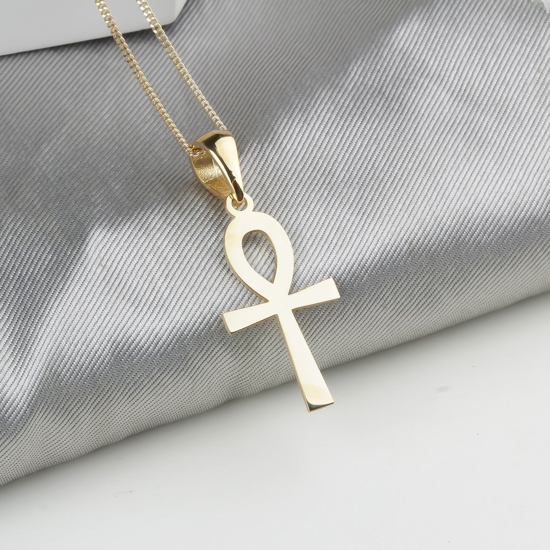 Gold Ankh Men Necklace • Sterling Silver Cross Necklace • Egyptian ...