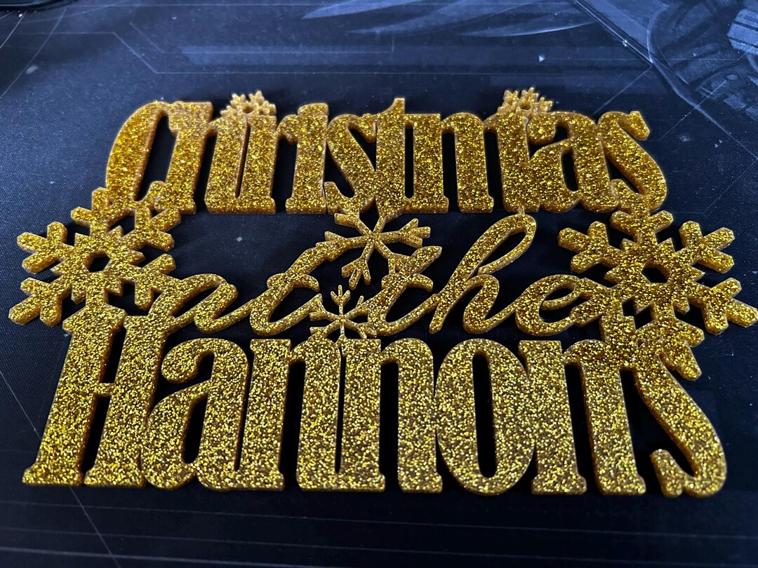 Christmas Sign Gold Glitter Personalised Christmas at The... Sign With ...