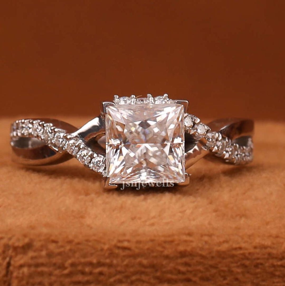 2 Carat Princess Cut Engagement Ring, Twist Engagement Ring, Infinity ...