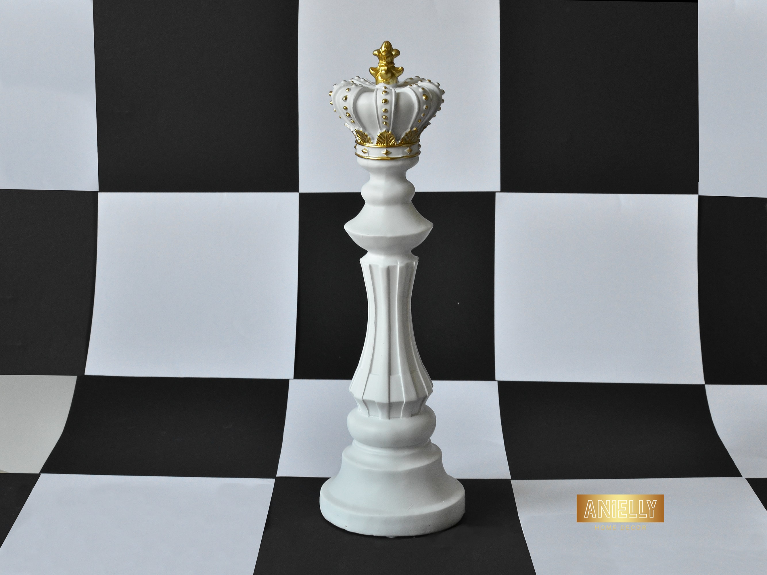 White Chess Pieces Statues, Large Size Figurines, Chess Knight, Queen ...