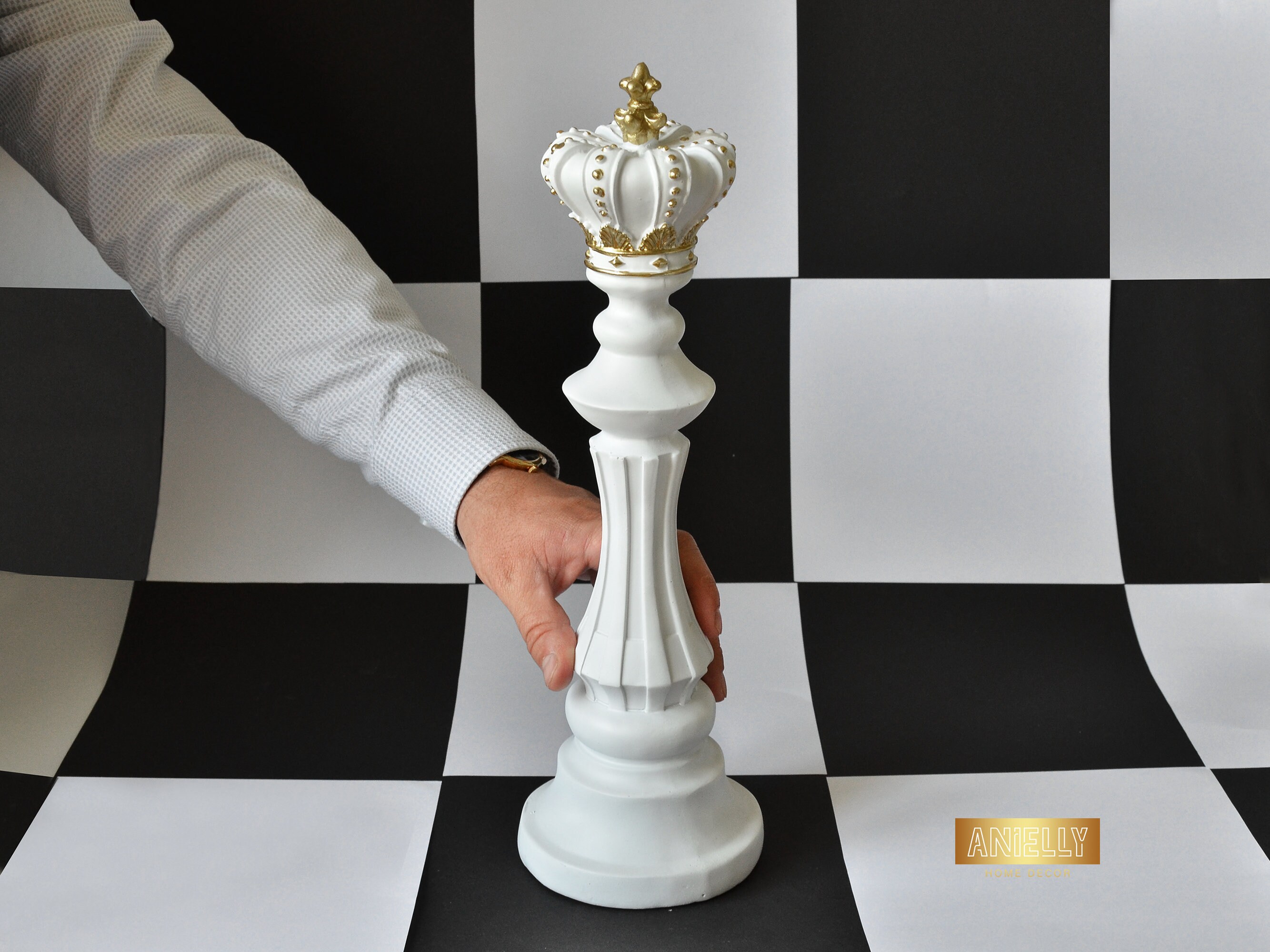 White Chess Pieces Statues, Large Size Figurines, Chess Knight, Queen ...