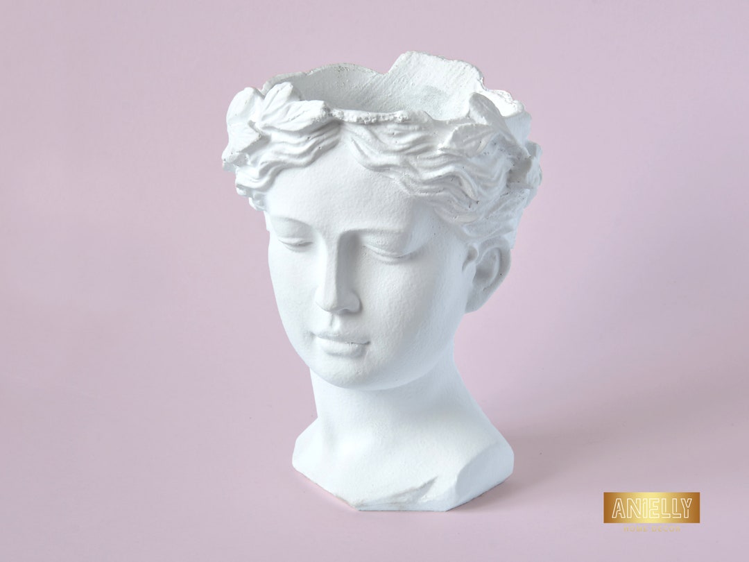 Greek Goddess Planter, Antique Venus Head Statue, Roman Style Concrete ...