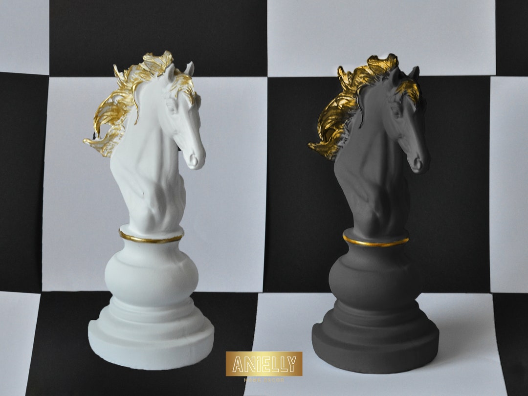 Decorative Chess Knight in Black or White, Elegant Home Decor, Stylish ...