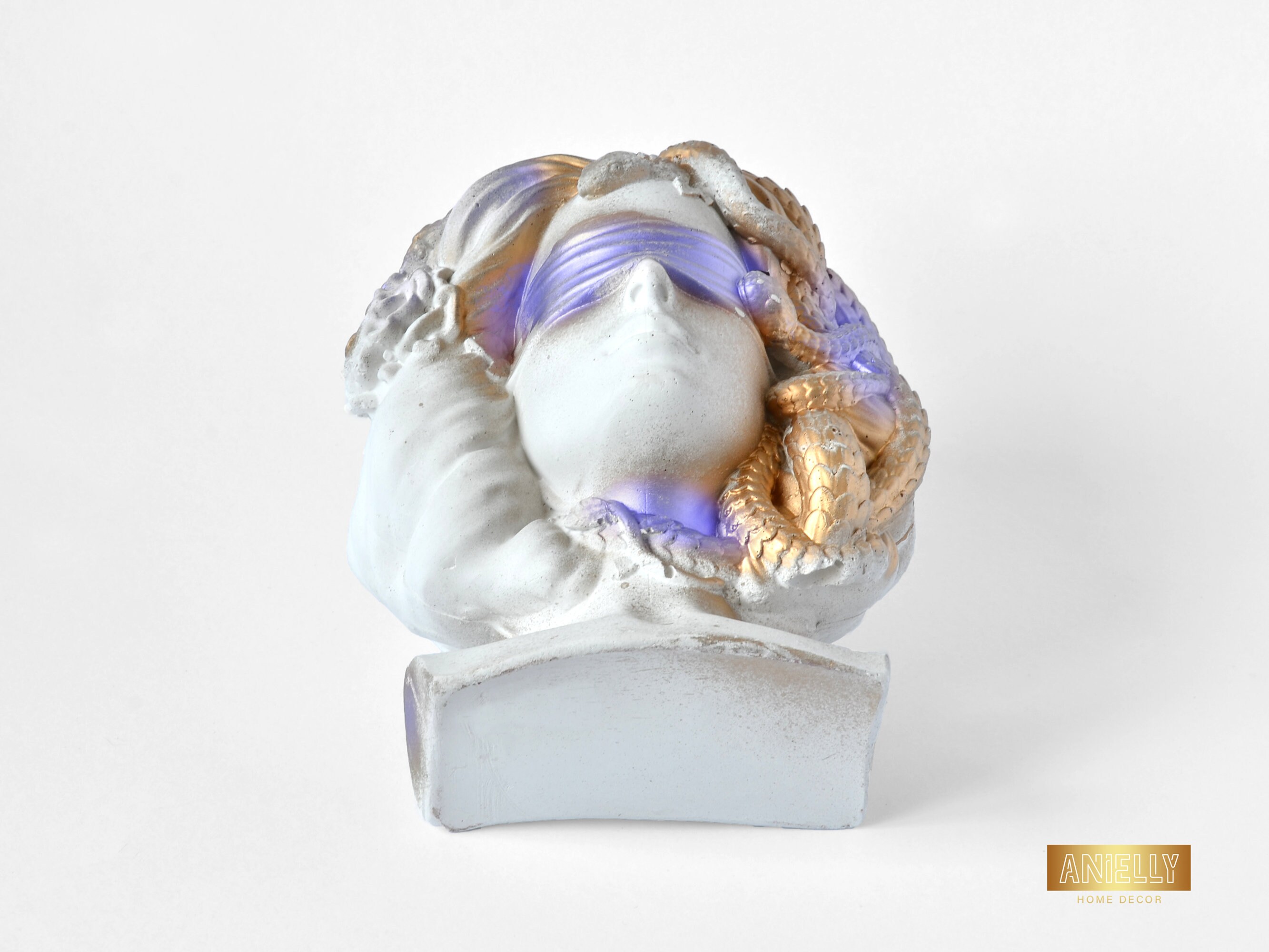 Grecian God Planter, Gold & Purple Medusa Gorgon Head Statue ...