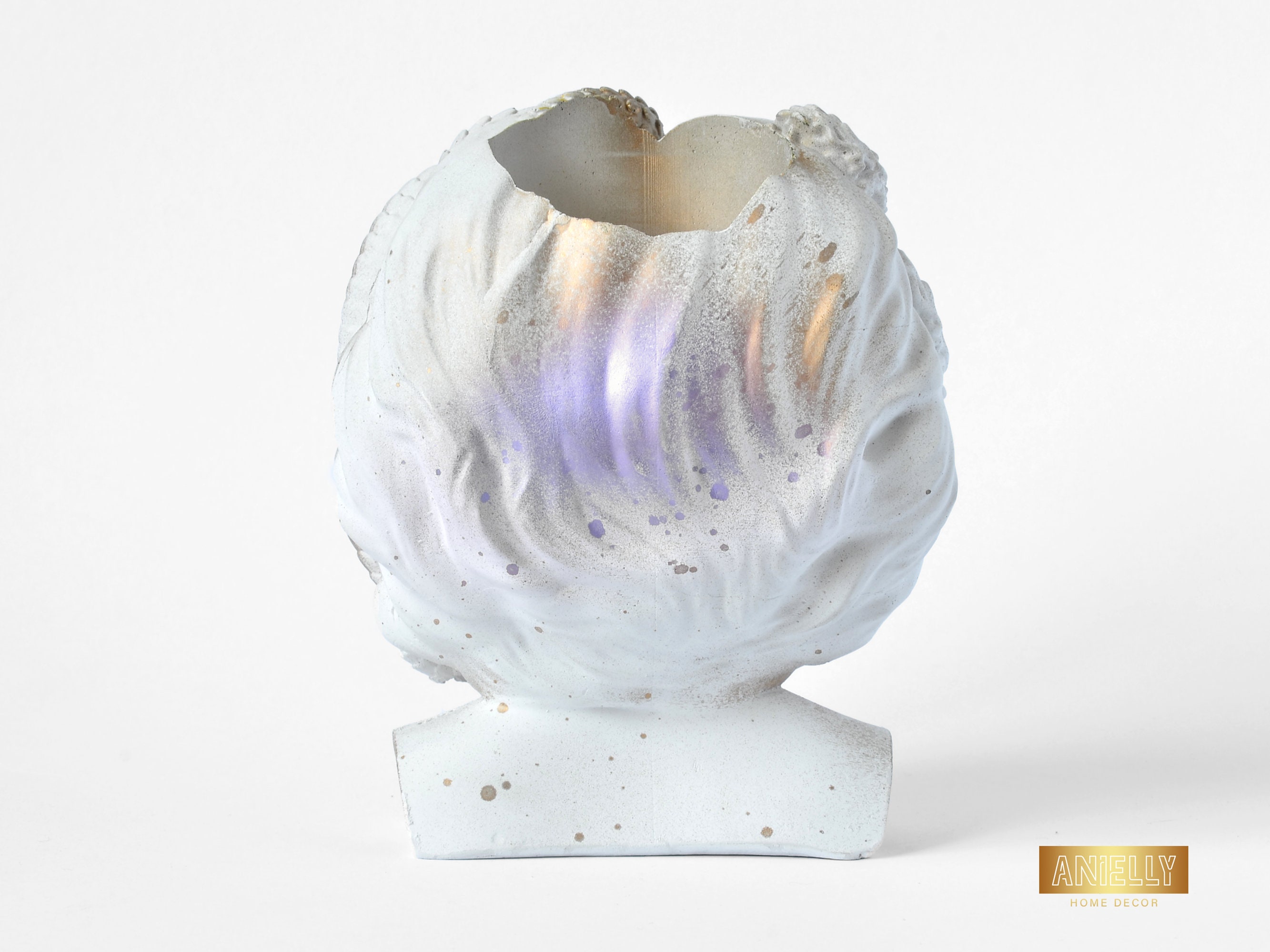 Grecian God Planter, Gold & Purple Medusa Gorgon Head Statue ...