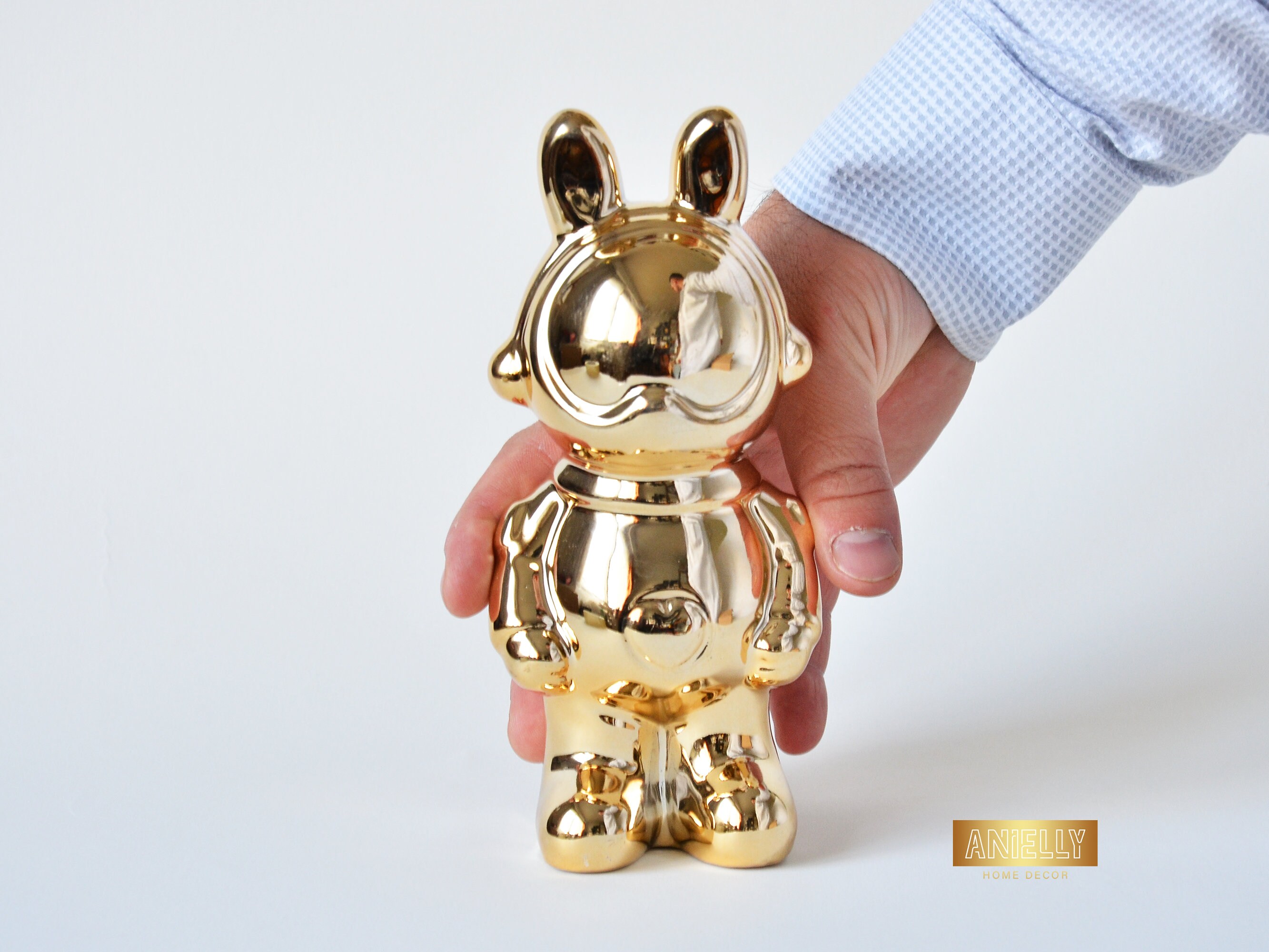 Glossy Ceramic Rabbit in Space Suit, Small Astronaut Bunny Statue, Cute ...