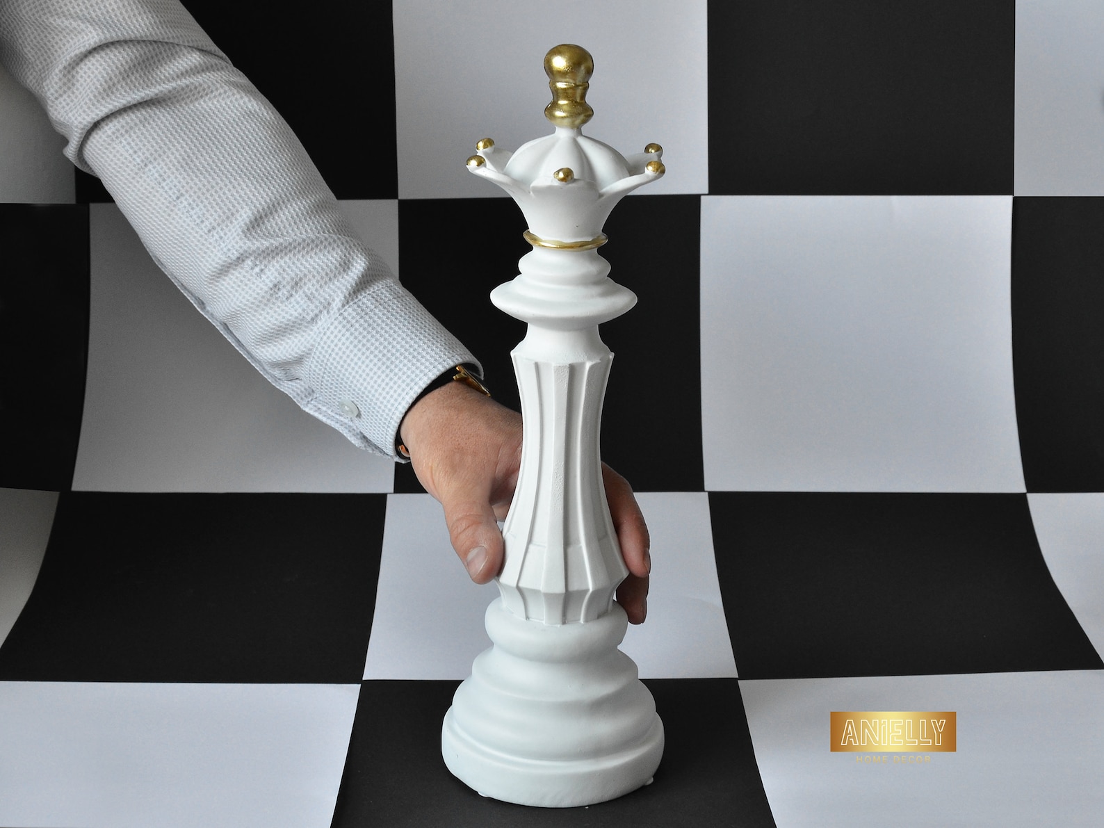 White Chess Pieces Statues, Large Size Figurines, Chess Knight, Queen ...