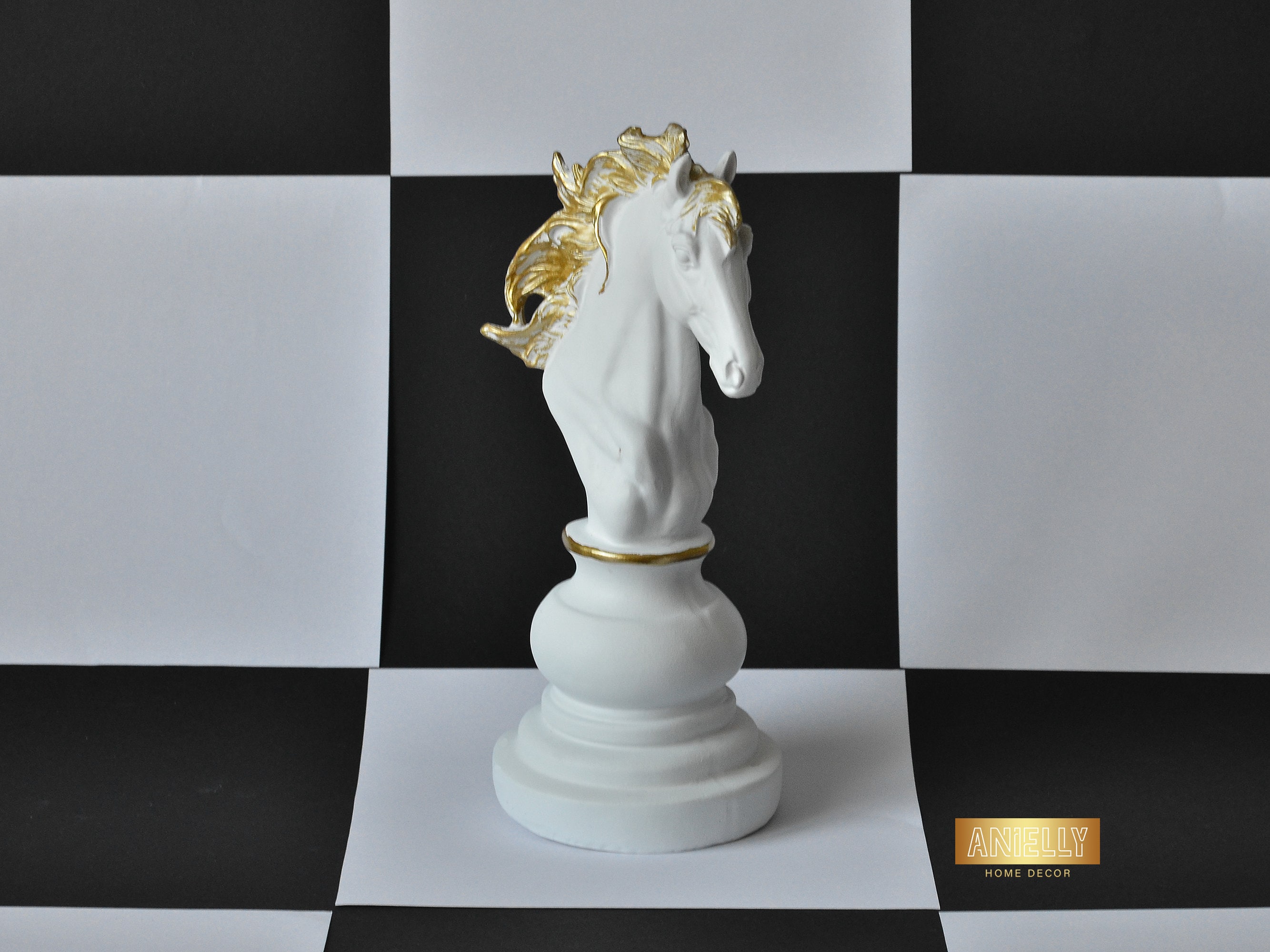 White Chess Pieces Statues, Large Size Figurines, Chess Knight, Queen ...