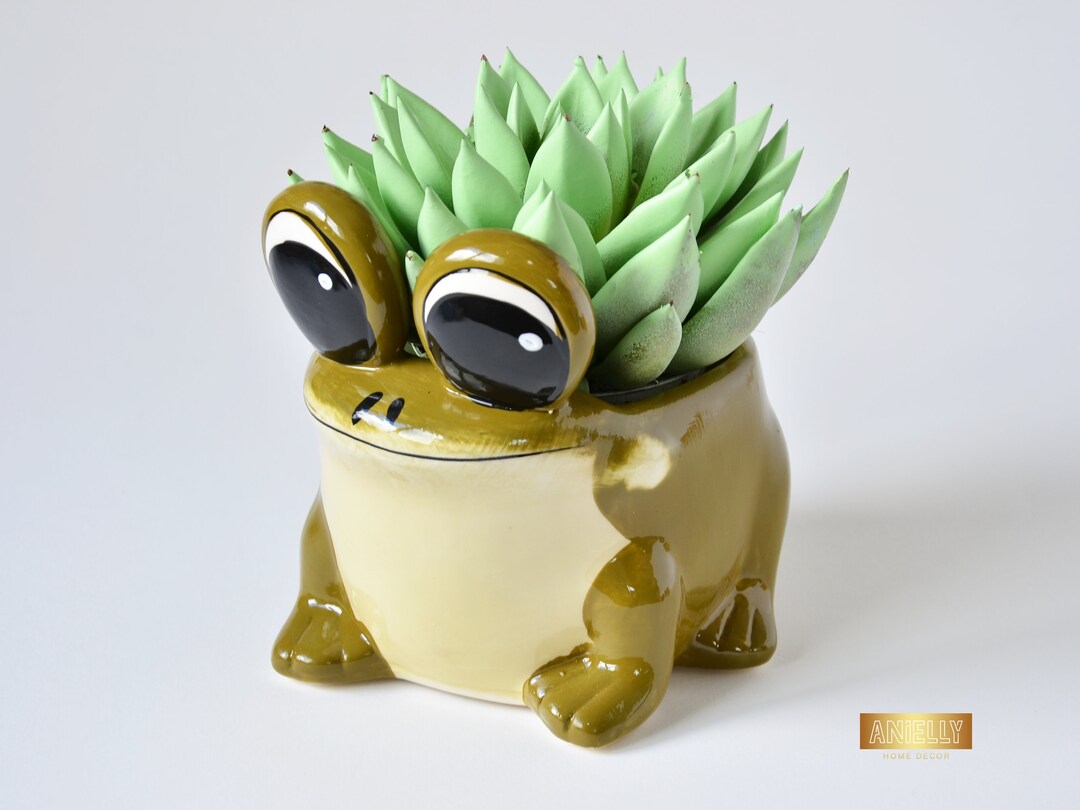Large Ceramic Frog Planter, Succulent Pot, Indoor Home Decor, Cute ...