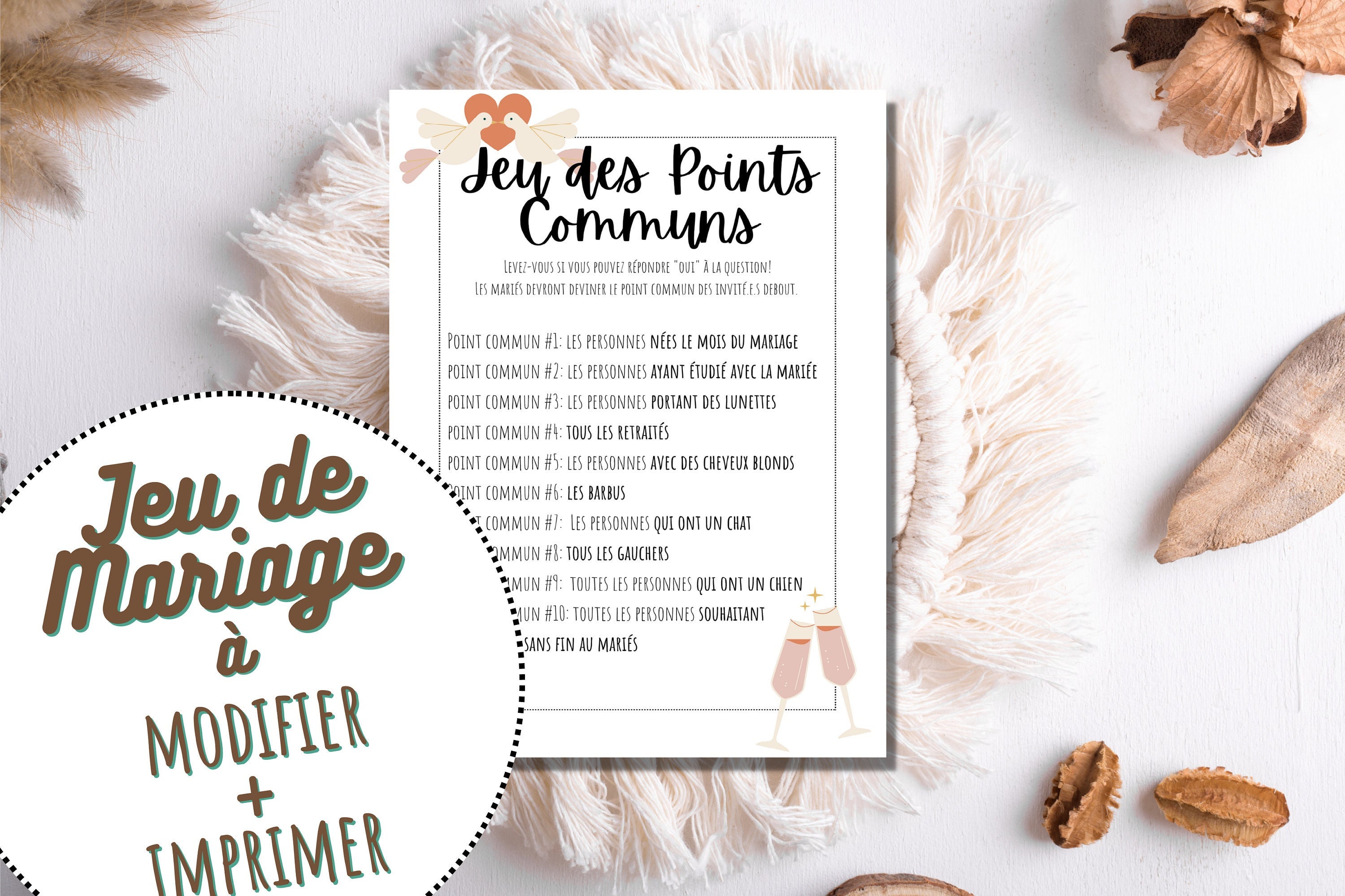 Jeux de Mariage Français: Jeu des Points Communs,Animation de mariage ...