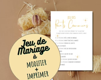 Jeux de Mariage Français: Jeu des Points Communs,Animation de mariage ...
