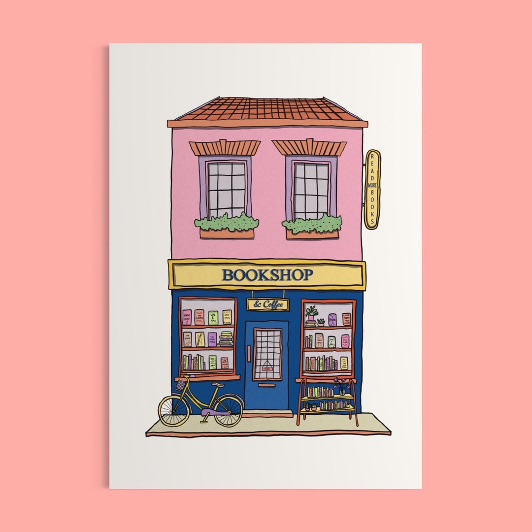 Bookshop Print | for Book Lovers, New York Bookshop Illustration ...