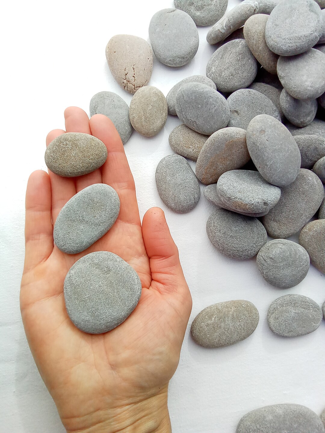 Flat Sea Pebbles. Oval, Semi-round Beach Pebbles 35-50 Mm 1.3-1.9 30 ...