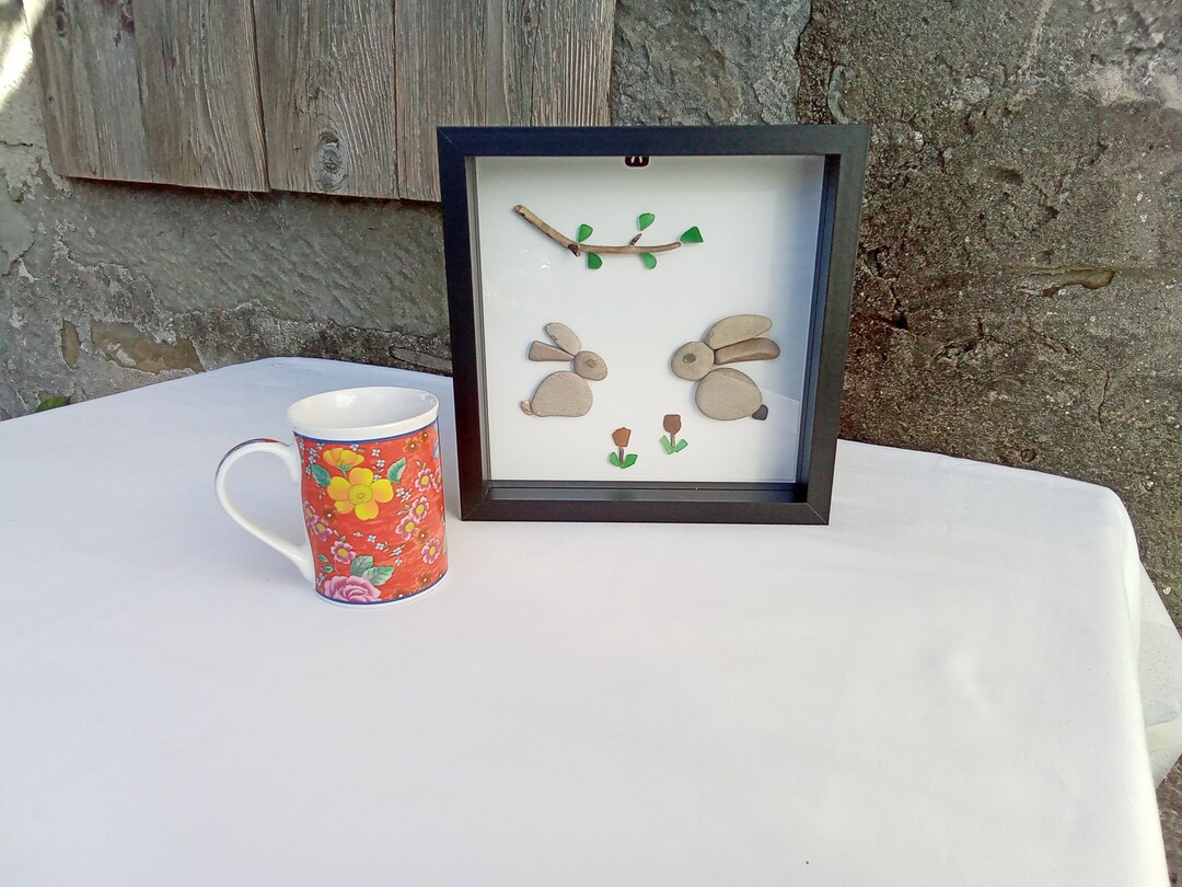 Spring Pebble Art. Spring Motive. Framed Pebble Art 9.3" X 9.3" 23.8 X ...