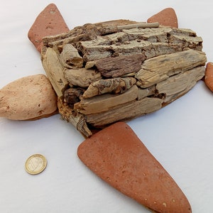 Driftwood Turtle. Handmade Natural Driftwood Collage. Handcrafted ...