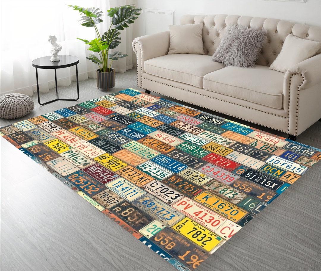 Number Plate Ruglicense Plate Rugplate Rugcolorful - Etsy