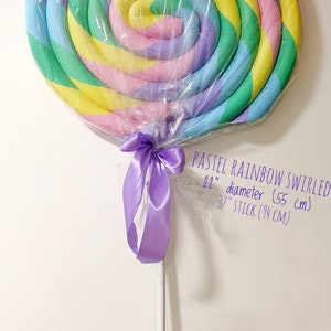 Pastel Rainbow Lollipop Prop / Fake Giant Lollipop / Candyland Party ...