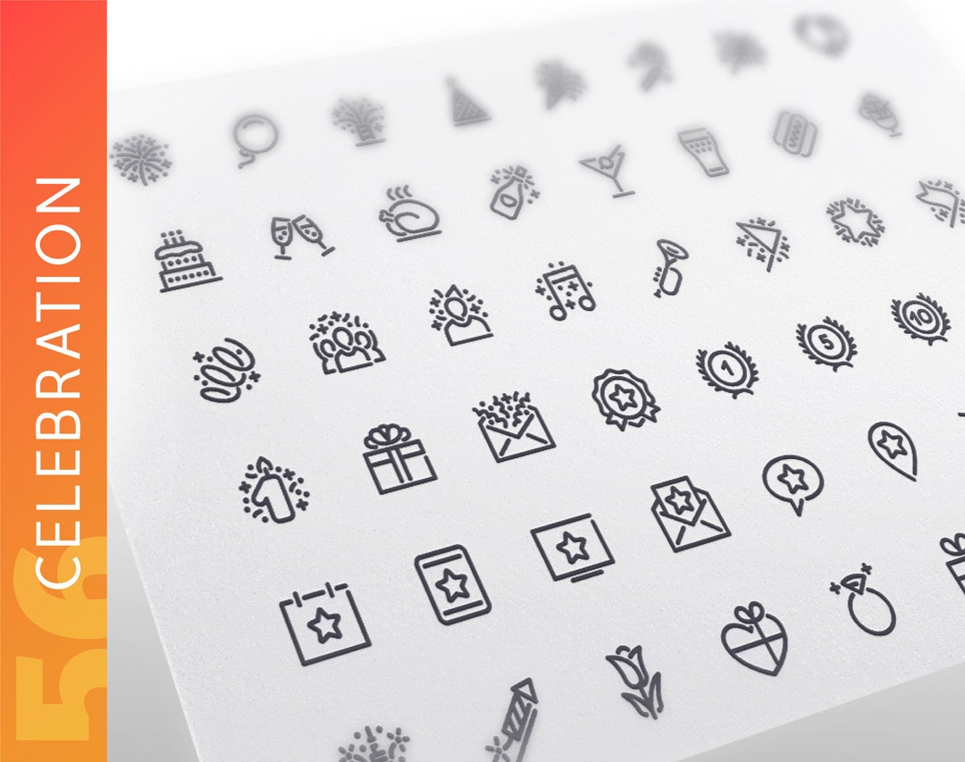 Celebration Line Icons Set - Etsy