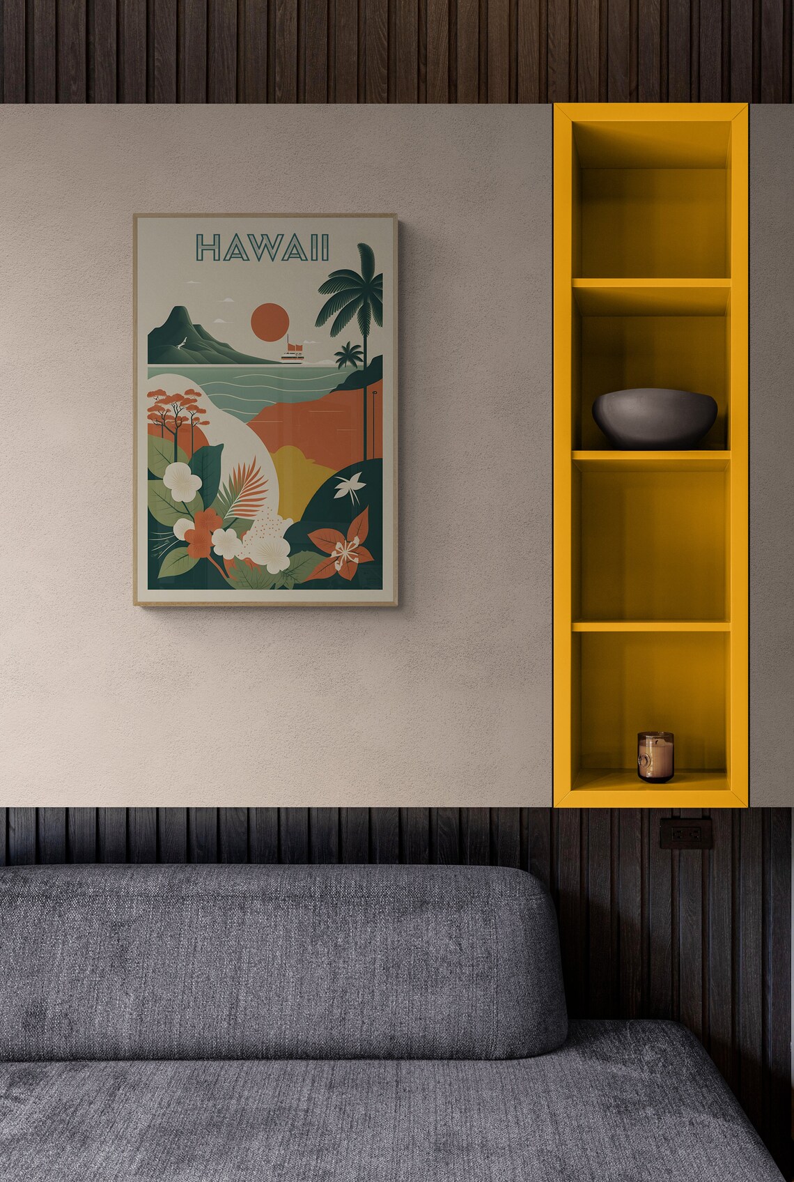 Hawaii Digital Print Vintage Wall Art Hawaii Wall Art Retro Wall Art ...