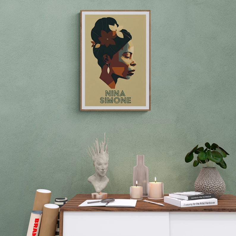 Nina Simone Art Print Vintage Wall Art Jazz Singer Print Retro Music ...