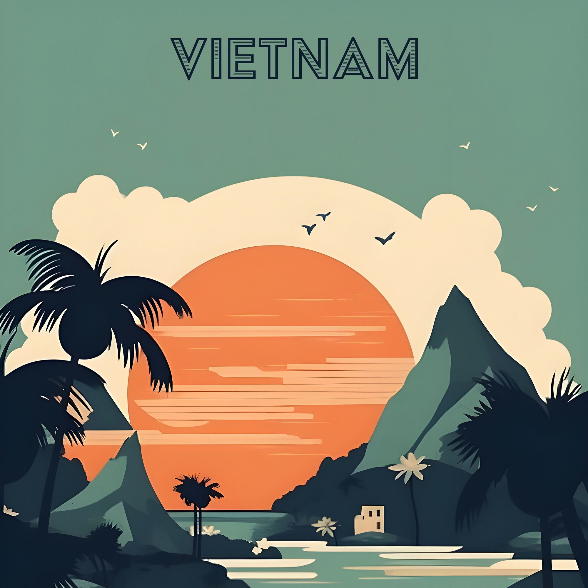 Vietnam Digital Print Vintage Wall Art Vietnam Wall Art Retro Wall Art ...