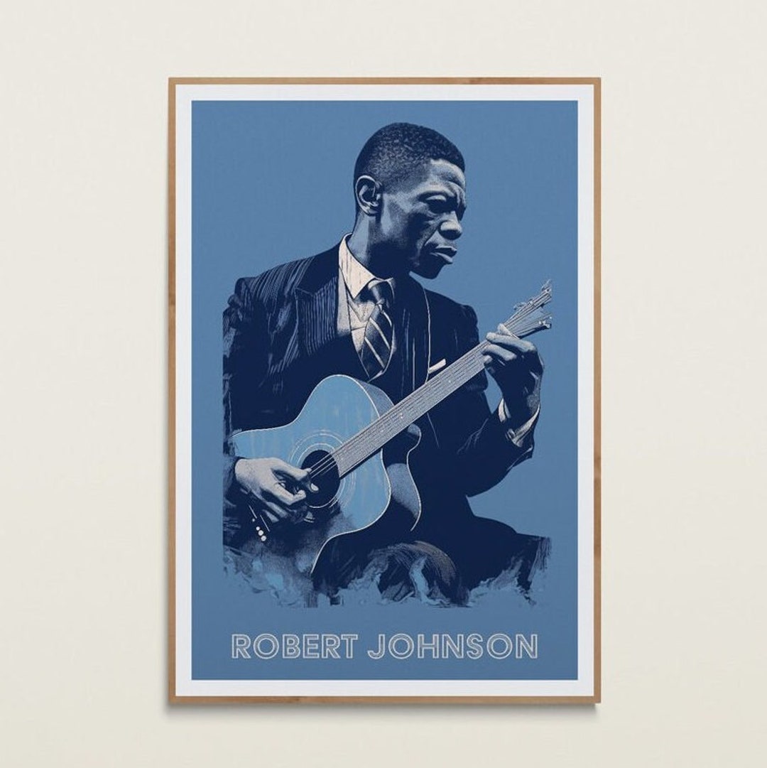 Robert Johnson Art Print Vintage Blues Wall Art Blues Singer Print Retro Music Wall Art Robert ...