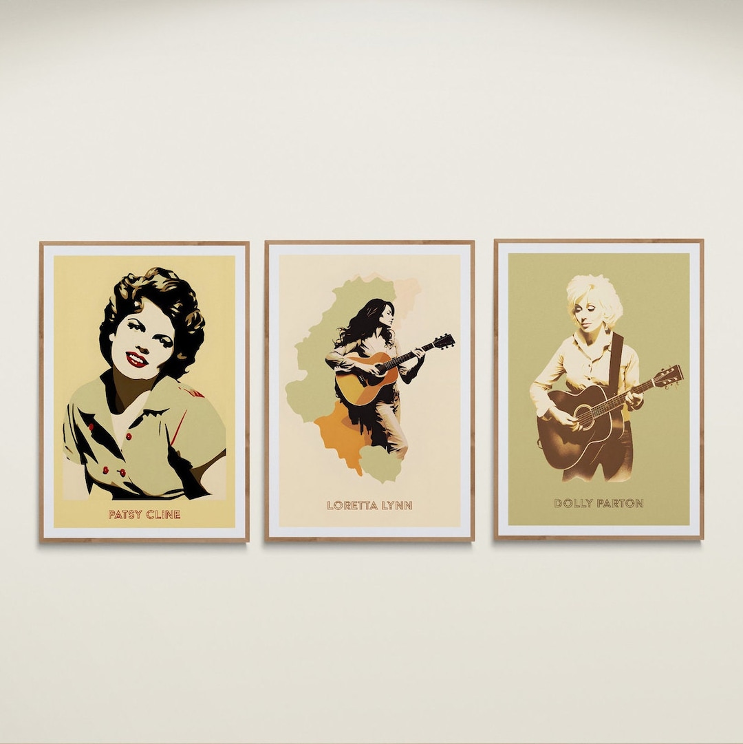 Set of 3 Women of Country Prints Patsy Cline Loretta Lynn Dolly Parton ...