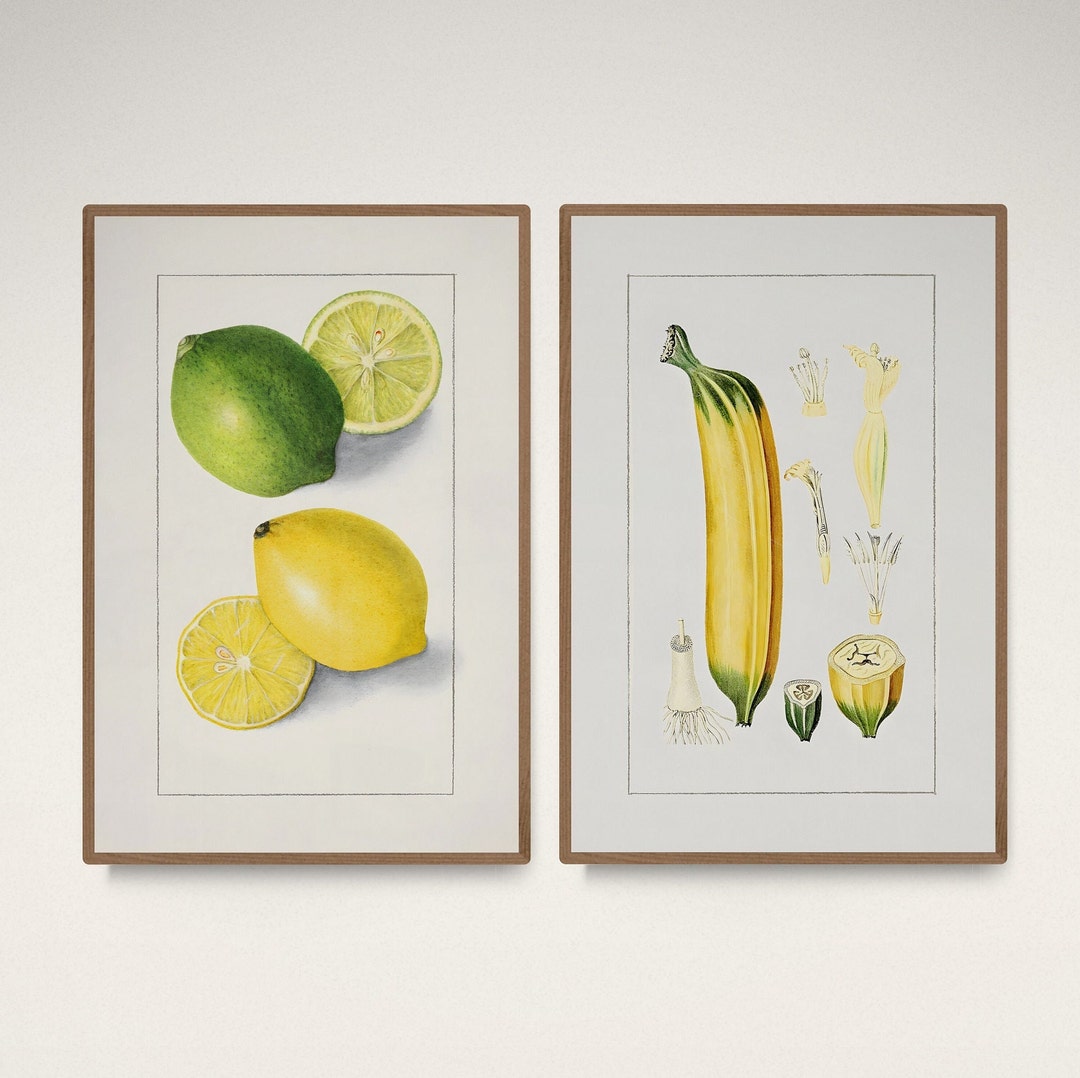 Set of 2 Kitchen Prints Kitchen Art Vintage Kitchen Posters Yellow and ...