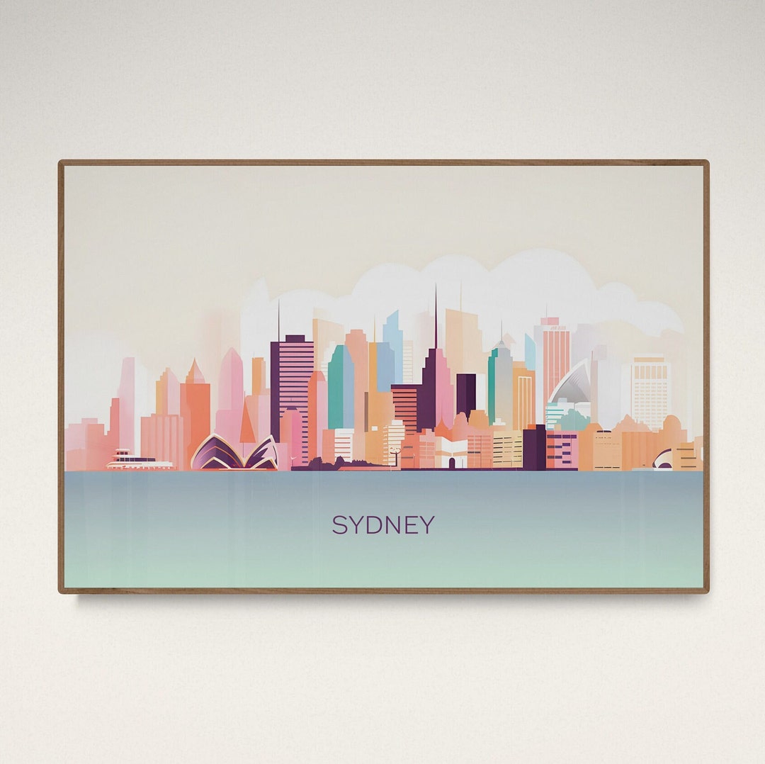 Sydney Skyline Print Modern City Print Sydney Wall Art Instamt Download ...
