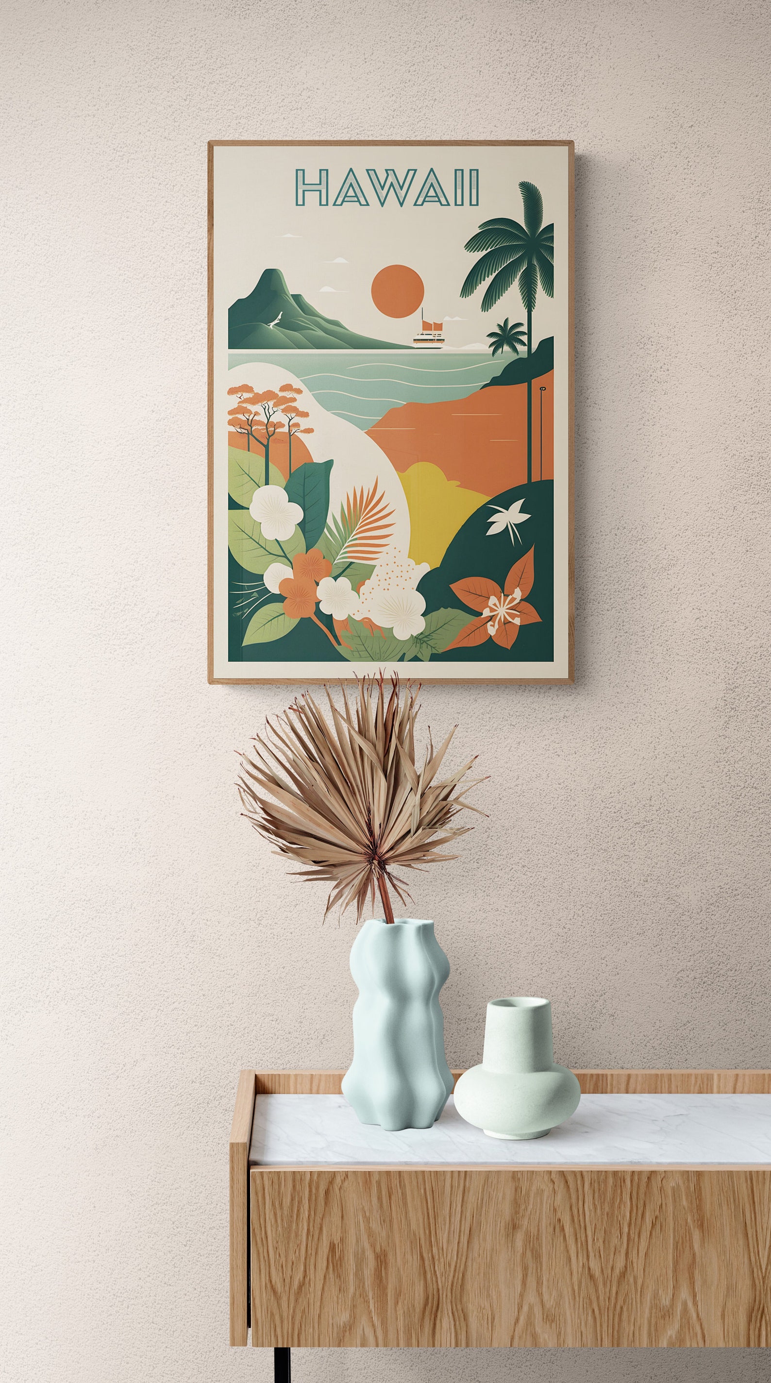 Hawaii Digital Print Vintage Wall Art Hawaii Wall Art Retro Wall Art ...