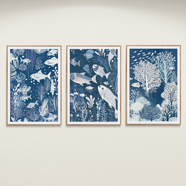Blue Fish Wall Art - Etsy