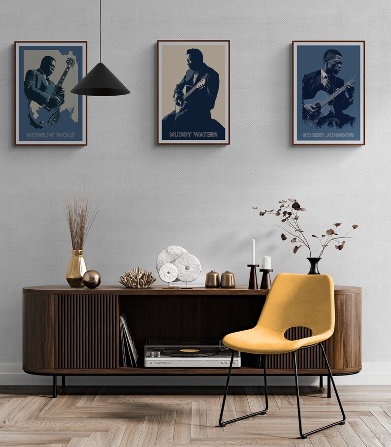Set of Three Bluesmen Prints Vintage Blues Wall Art Blues Singer Print ...