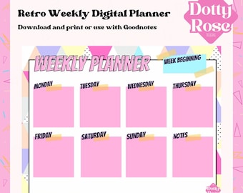 Retro Weekly Planner Digital Planner PNG - Etsy