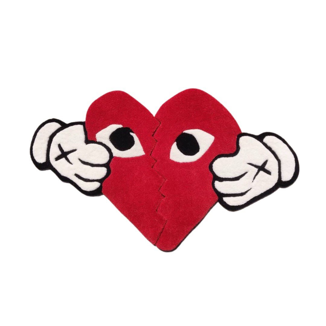 CDG X KAWS Broken Heart Style Custom Rug - Etsy