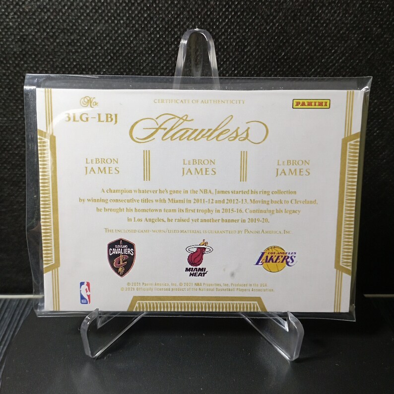 2020-21 Custom Basketball Card Panini Flawless Triple Logoman 3LG-LBJ ...